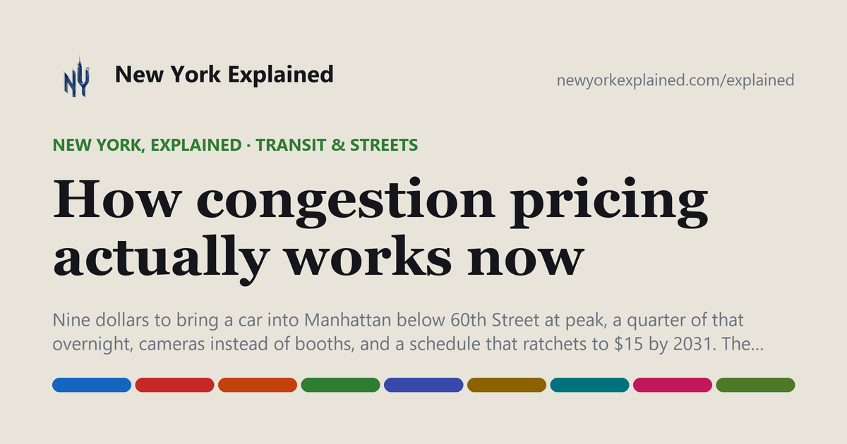 How NYC congestion pricing works: $9 now, $15 by 2031